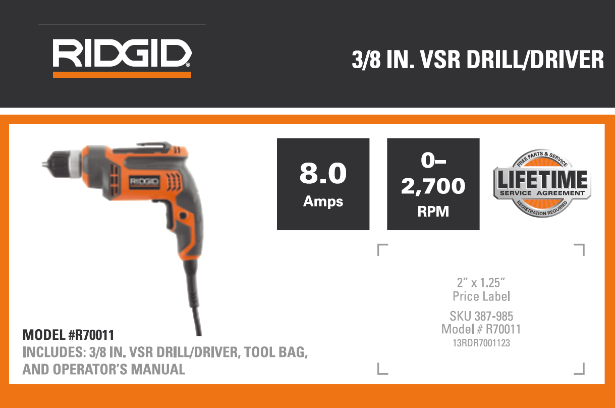 RD 3/8 VSR DRILL/DRIVER – Team TTI POP