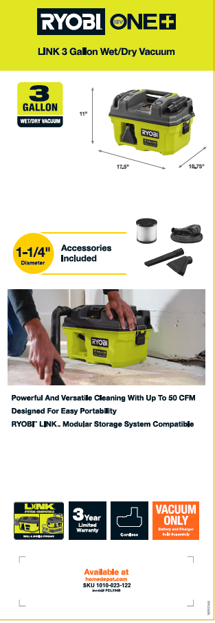 RYOBI ONE+ 18V 3 GAL FALCON BOARD - PCL734B – Team TTI POP