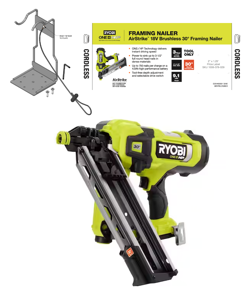 RYOBI ONE+ 18V 30 DEGREE FRAMING NAILER FAKE DISPLAY KIT – Team TTI POP