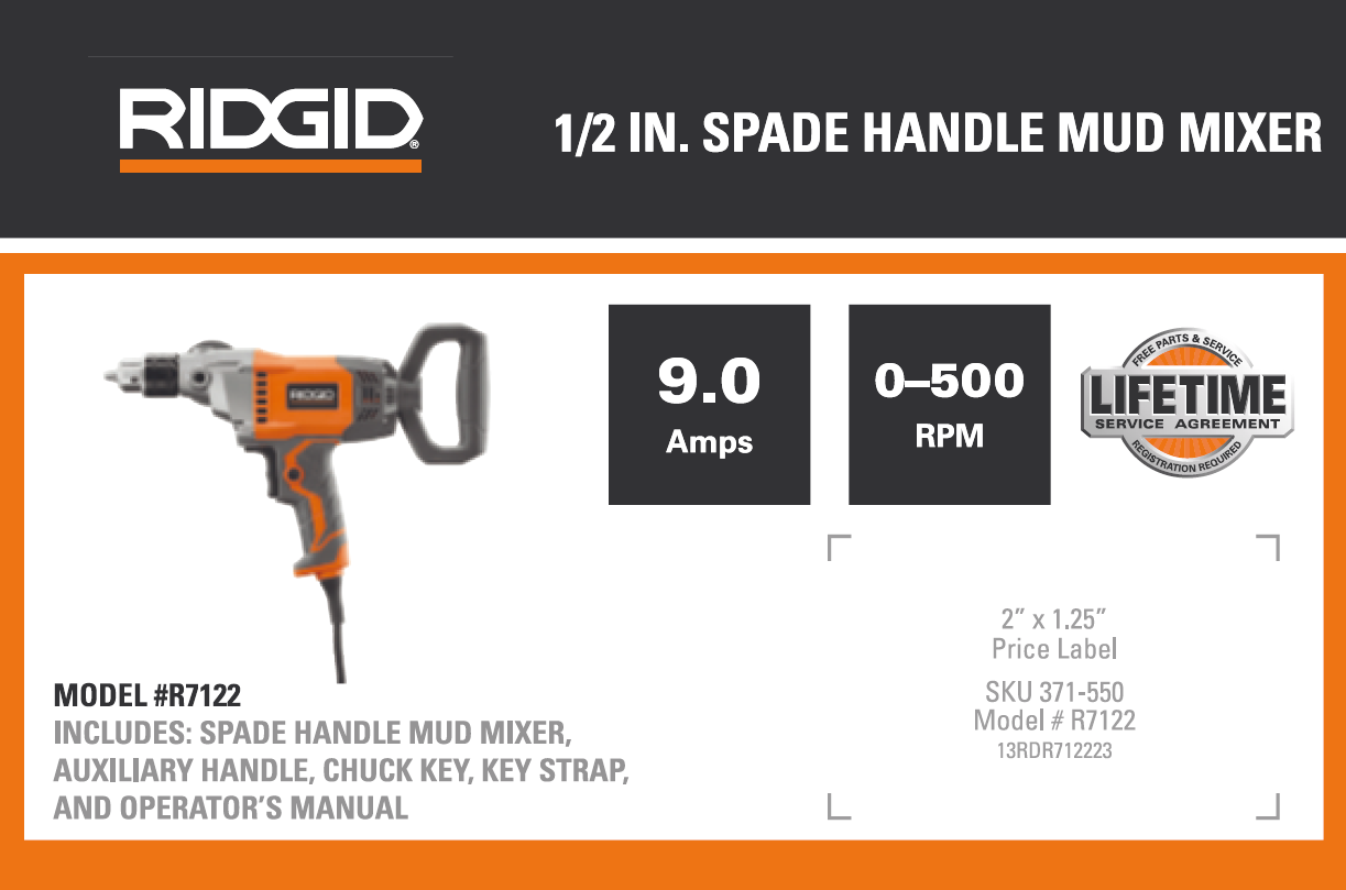 RD 1/2 SPADE HANDLE MUD MIXER – Team TTI POP