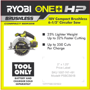 RYOBI ONE+ 18V COMPACT CIRCULAR SAW – Team TTI POP