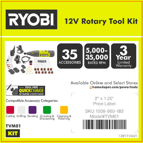 RYOBI 12V ROTARY TOOL KIT 4X4 – Team TTI POP