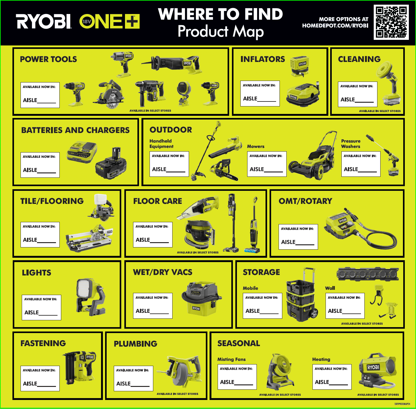 RYOBI ONE+ 18V END CAP Q3 2024 PRODUCT MAP – Team TTI POP