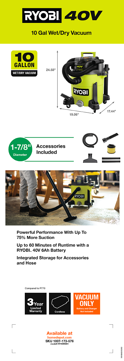 Ryobi 40v Shop Vac