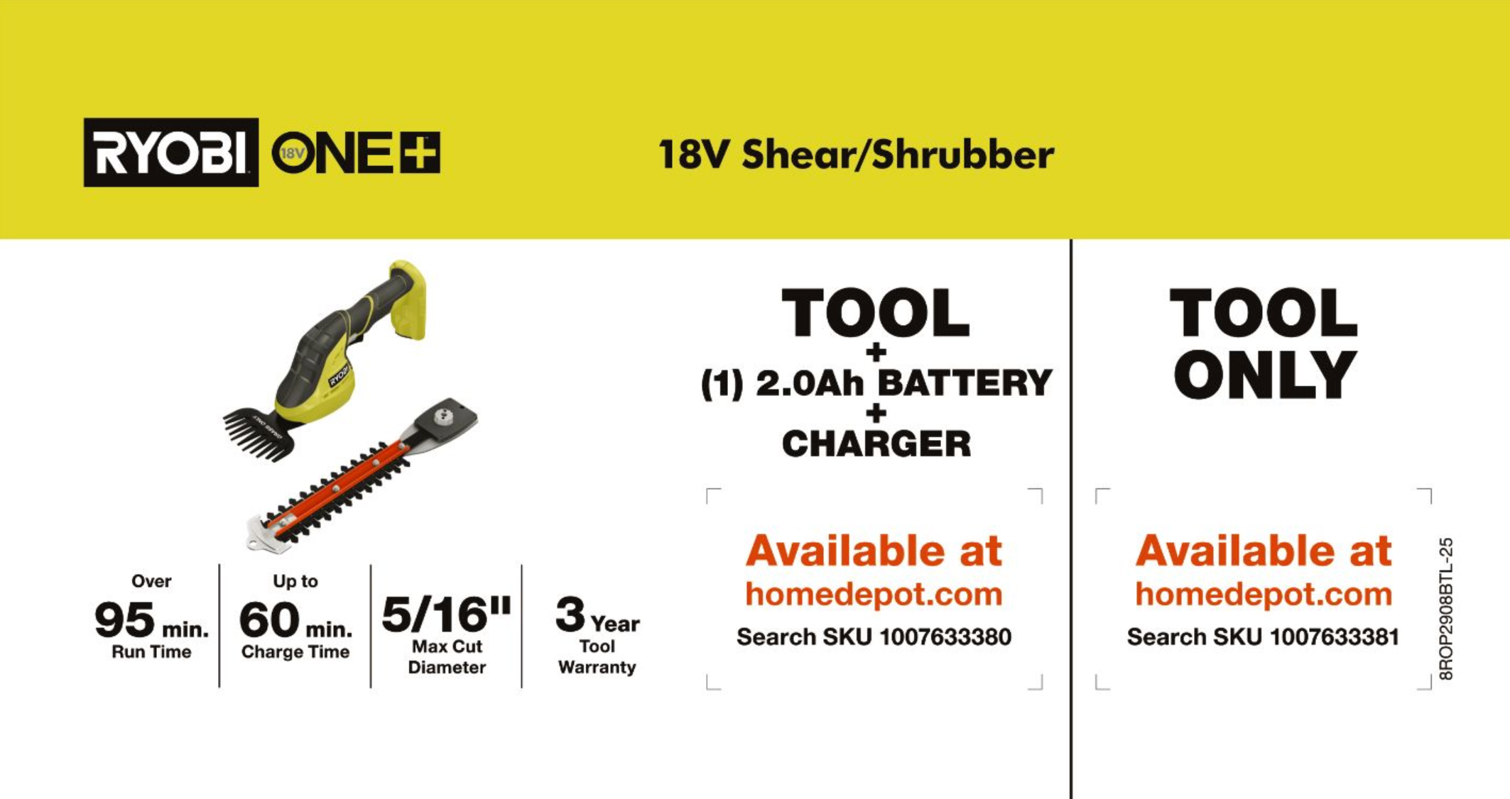 RYOBI 18V GRASS SHEAR SHRUBBER – Team TTI POP