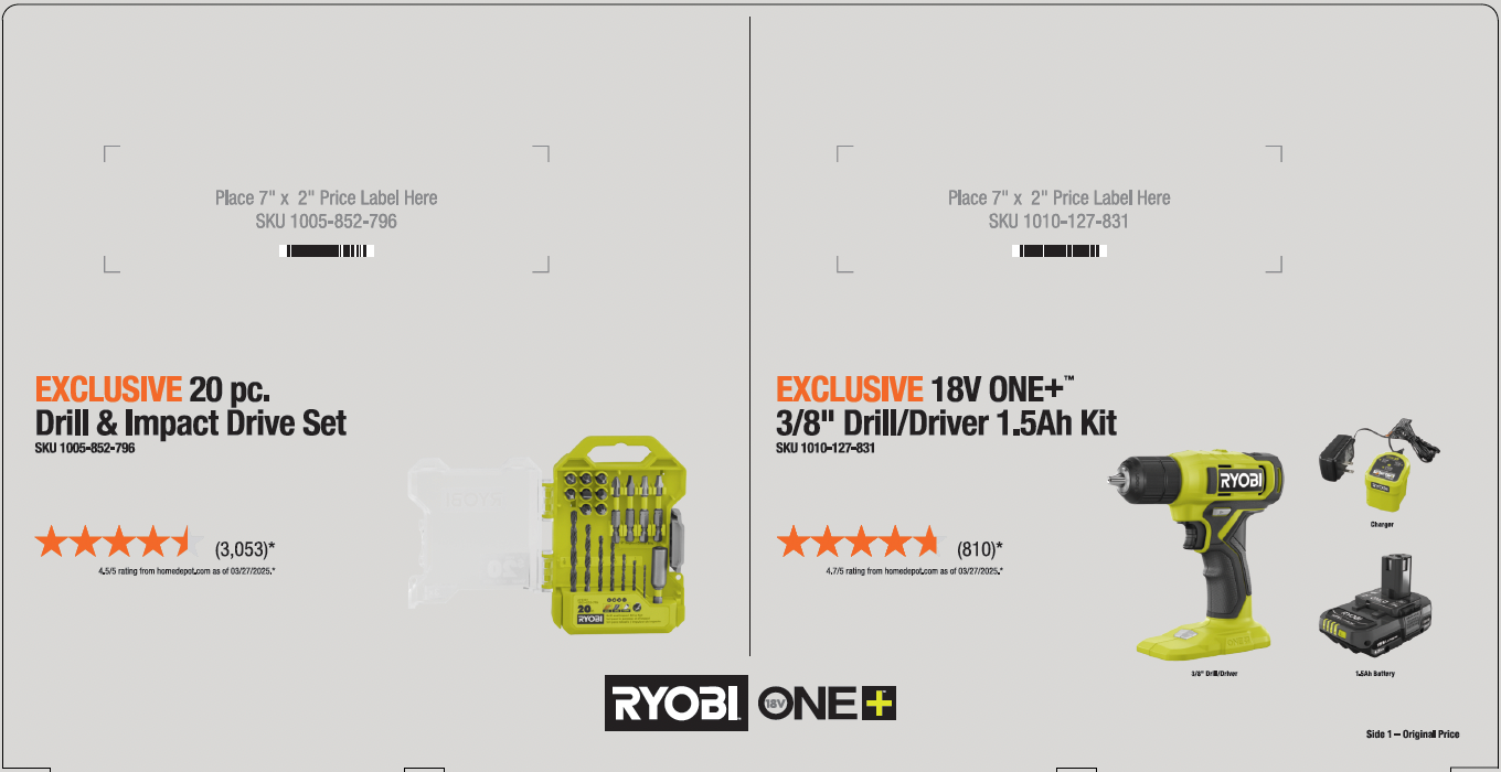 RYOBI ONE+ 18V 3/8th DRILL & 20PC ACCESSORY GENERIC QP – Team TTI POP