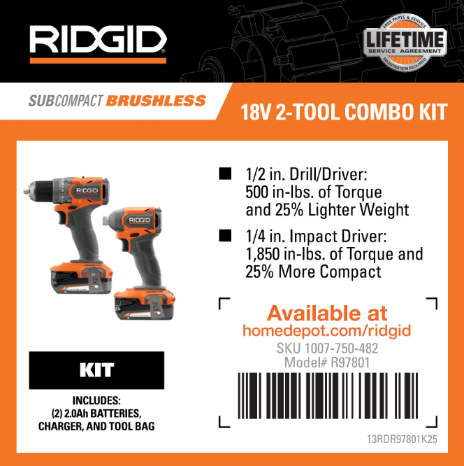 RIDGID 18V SUBC 2-Tool Combo Kit – Team TTI POP