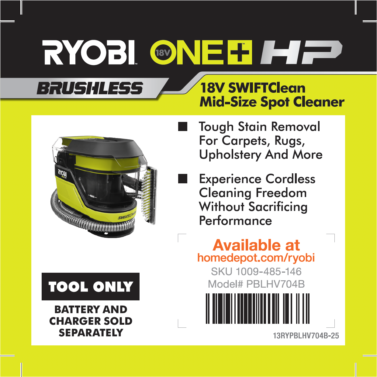 RYOBI ONE+ HP 18V SWIFTClean Mid Spot Cleaner – Team TTI POP